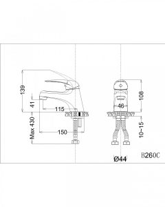 Vòi lavabo nóng lạnh Caesar B260CP/CU 1 lỗ – Khôi Nguyên